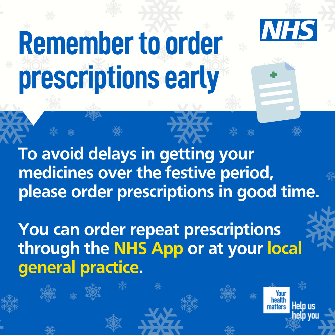 Festive Period - Order your repeat prescriptions now! - The Beeches ...